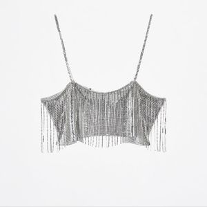 Zara | Tops | Zara Rhinestone Fringe Crop Top | Poshmark